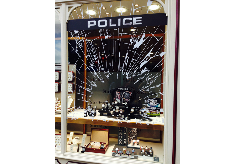 Police Retailers Unveil Broken Window Display