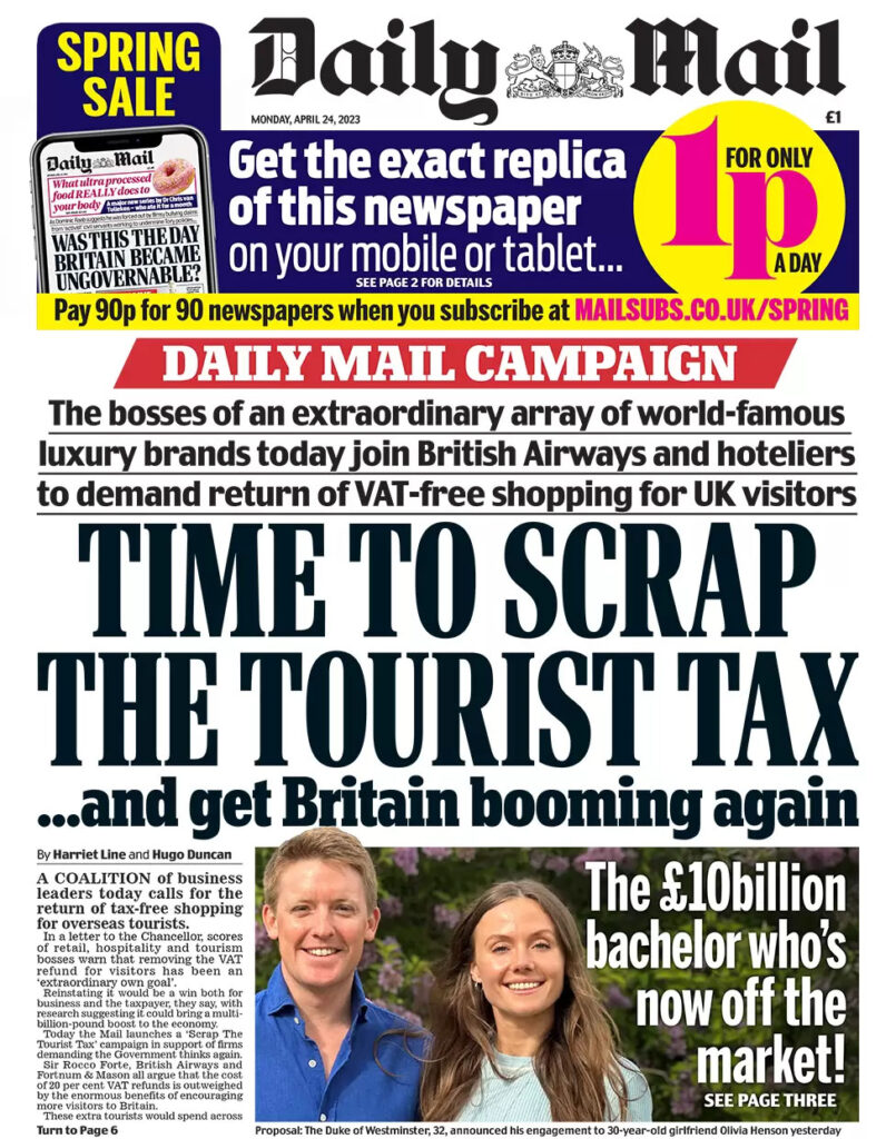 Daily Mail Launches Campaign To Scrap The Tourist Tax