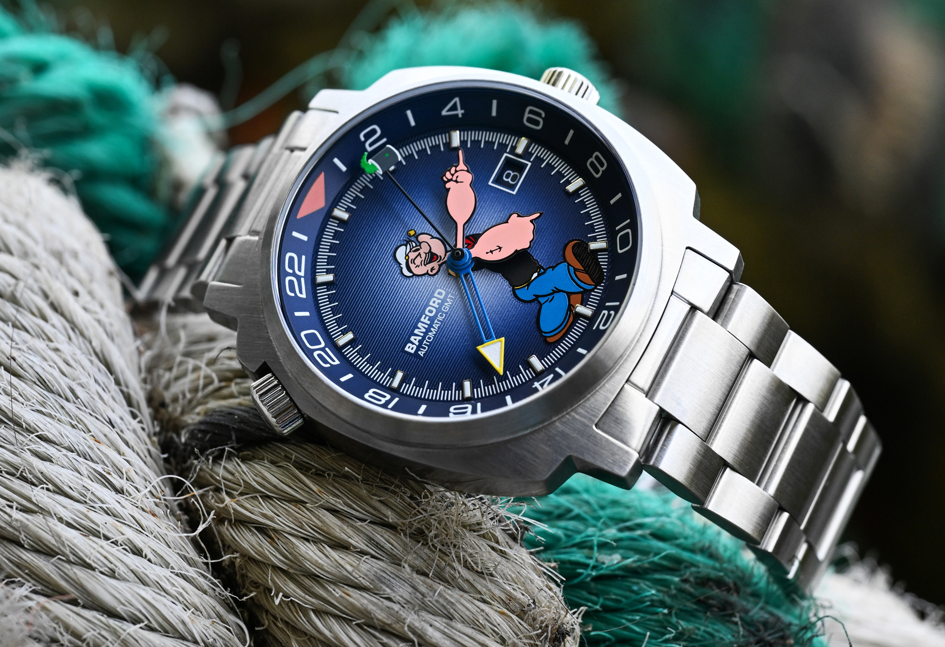 Popeye Muscles Onto Dial Of Latest Bamford GMT Watch
