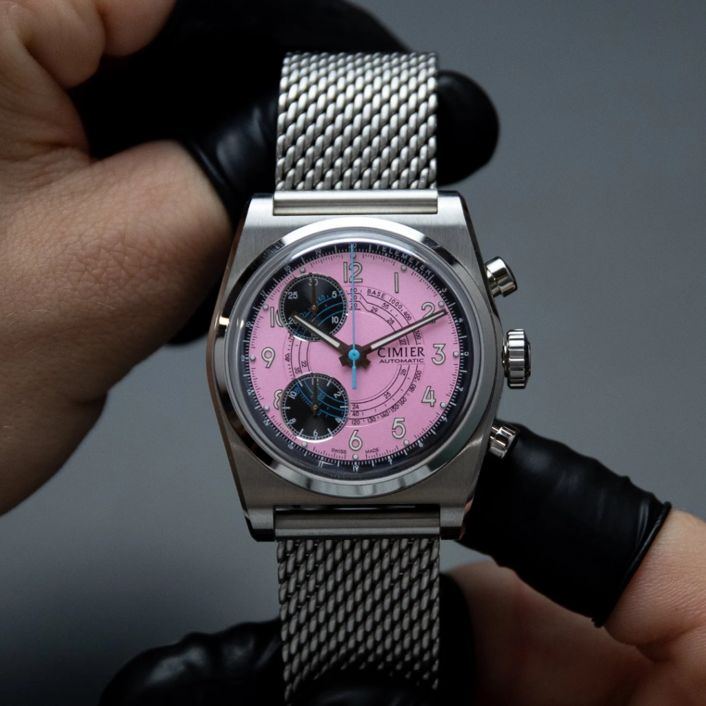 Add a pop of color with the Cimier 711 Heritage Chronograph - WATCHPRO USA